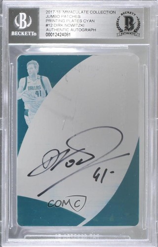 BAS 2017 Immaculate Jersey Number Printing Plate Cyan 1/1 Dirk Nowitzki ...