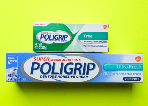 POLIGRIP Denture Adhesive Cream Bundle - 0.75oz & 2.4oz | eBay