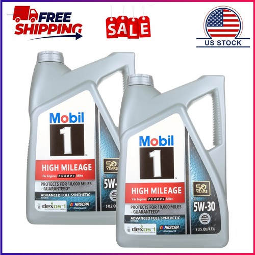 2 Pack, Mobil 1 High Mileage Full Synthetic Motor Oil 5W-30, 5 Quart | eBay