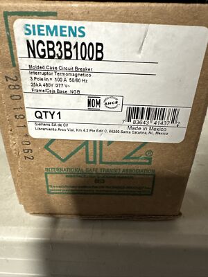 Siemens NGB3B100B Circuit Breaker New In Box | eBay