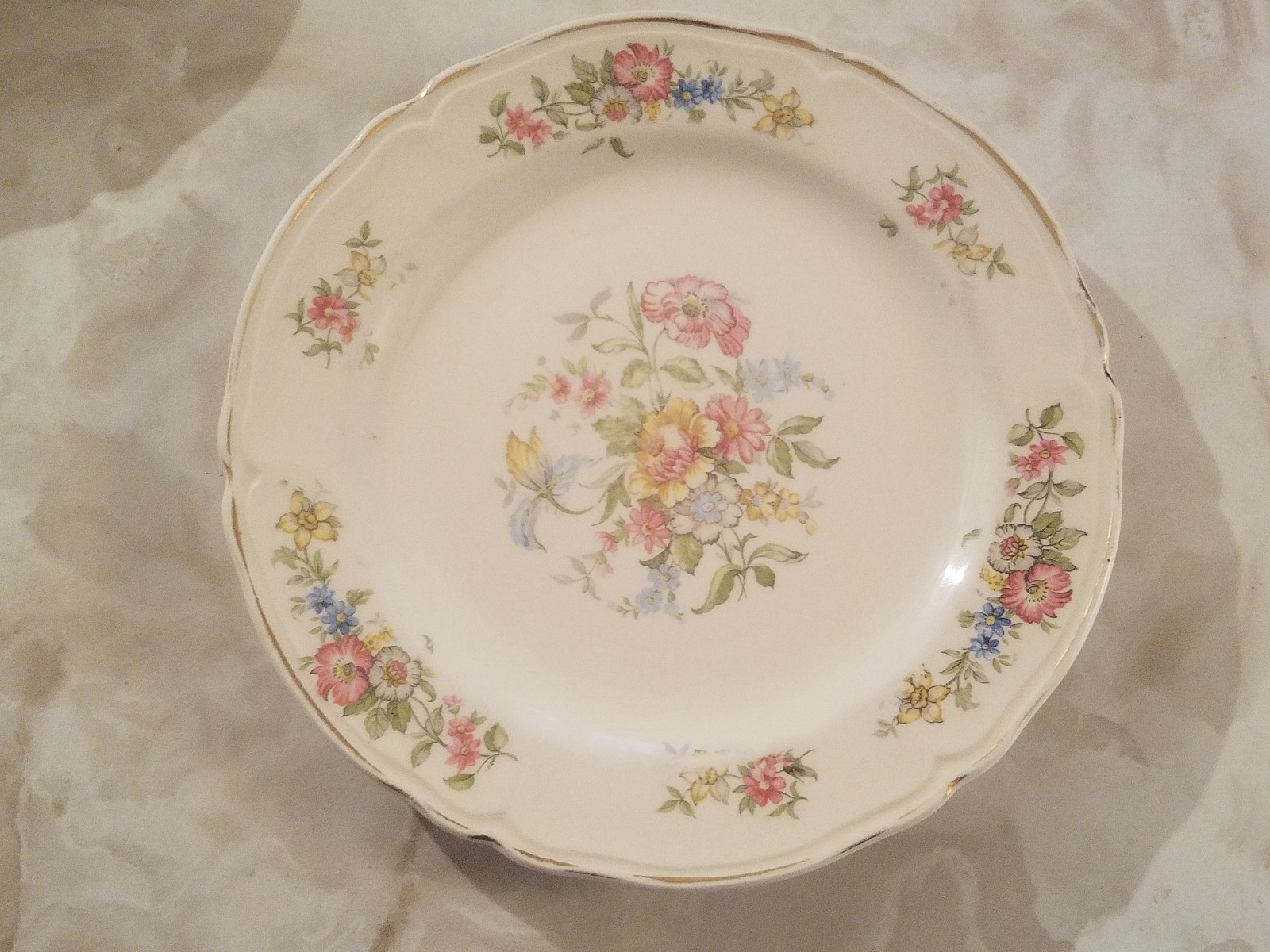 Vintage Edwin M Knowles China Co Floral Flower Pattern Serving Plate 7 ...