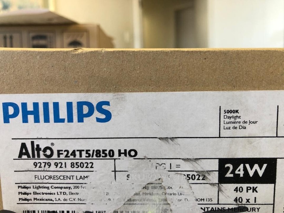 40 Pieces Philips 412775 F24T5/850/HO/ALTO 24W 5000K T5 Fluorescent ...