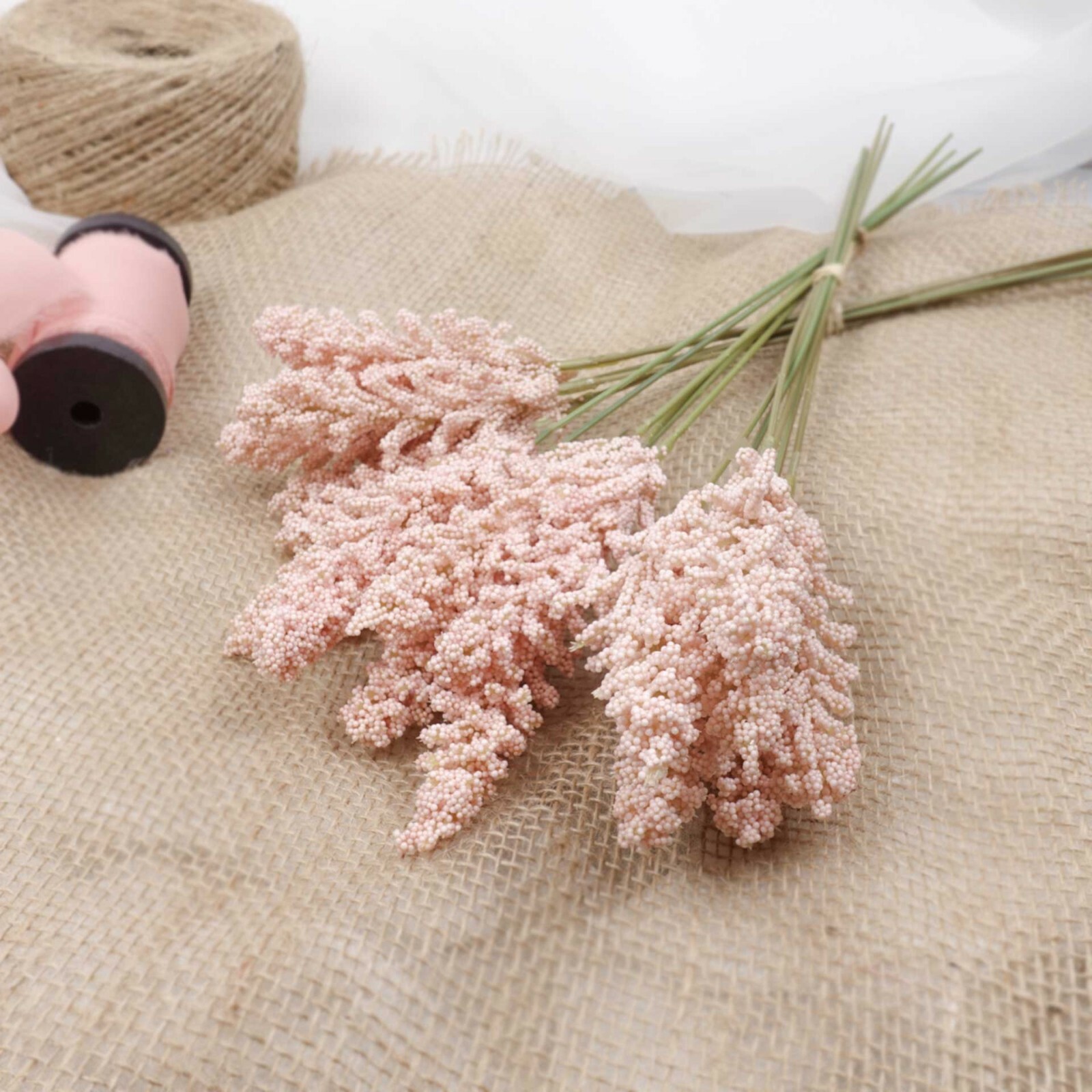 6pcs Mini Pastel Foam Reed Bunch in Peach Pink 31cmH Artificial Reed ...