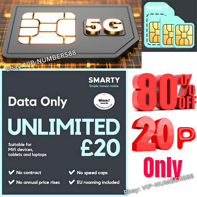 New SMARTY DATA SIM CARD FOR WiFi Router & Dongle campervan MiFi ...