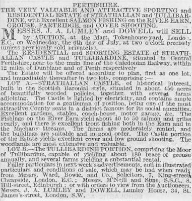 1910 Strathallan Castle Estate Scotland For Sale & The Tullibardine ...