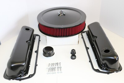 SB Ford Black Engine Dress Up Kit Valve Covers Washable Air Cleaner SBF ...