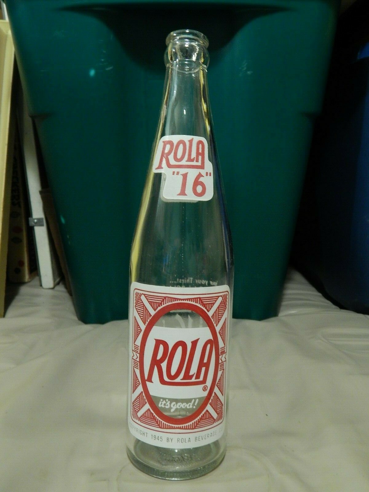 Rola Cola 16oz Glass Soda Pop Bottle {Erie, PA} 1945 Copyright ~ Vtg ...