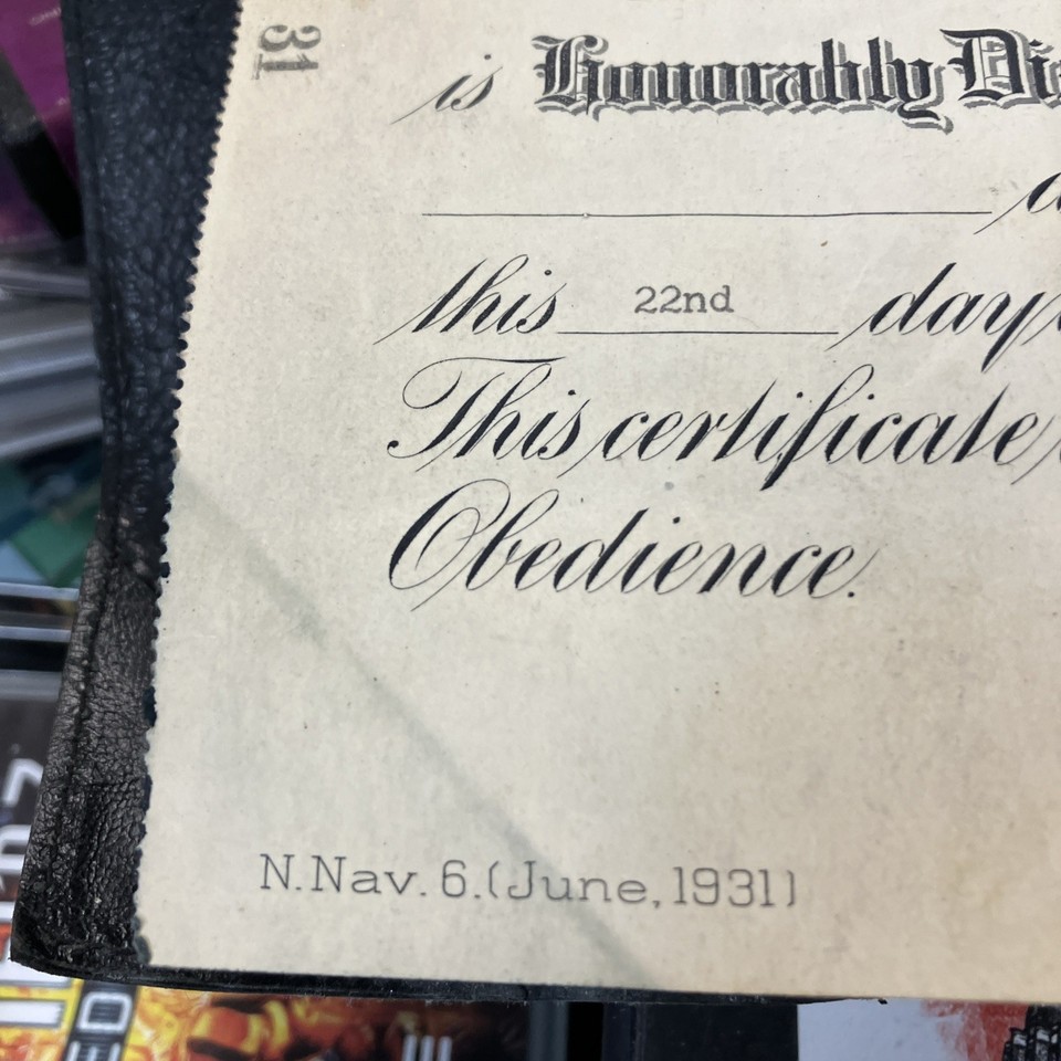 1941 Navy Honorable Discharge Machists Mate Certificate | eBay