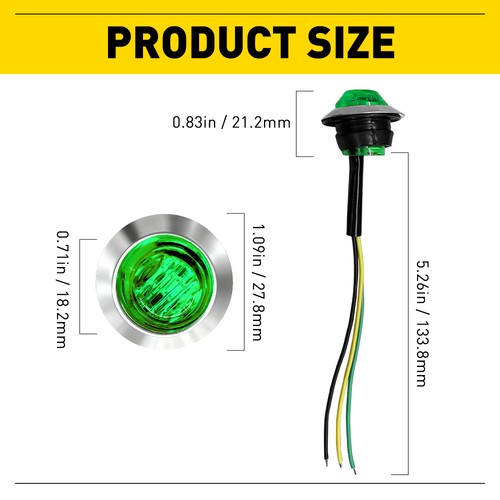 20x 3/4" Strobe+Steady Marker Light Green LED Side Clearance Flash ...