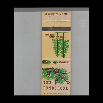 Matchbook Cover The Ponderosa House of Prime Rib Azusa, CA | eBay