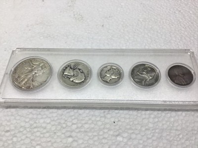 1945 BIRTH YEAR 5 COIN SET - 90% SILVER COINS (3) Included CIRCULATED ...