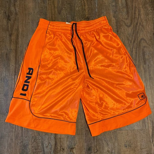 AND1 Basketball Shorts Mens Sz M orange Drawstring Athletic Gym Y2K | eBay