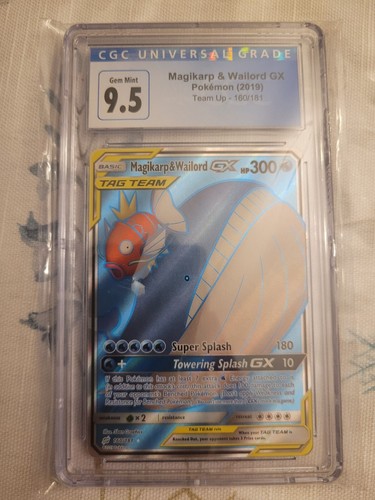 Pokémon MAGIKARP & WAILORD GX Team Up Full Art 160/181 CGC 9.5 🌿 MINT ...
