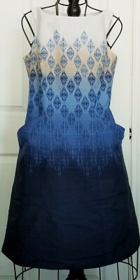 Pendleton Women's Dress sleeveless blue white cotton 8 petite pockets ...