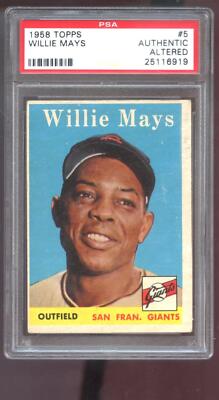 1958 Topps #5 Willie Mays PSA AA Graded Baseball Card MLB San Francisco ...