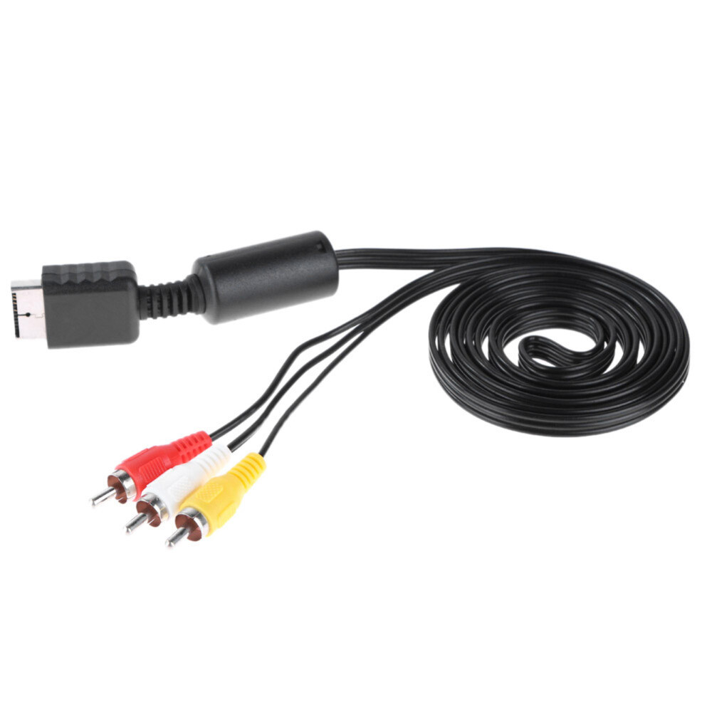 Out Black 3 RCA Flat Video/Audio Cable AV Cord For Sony Playstation PS ...