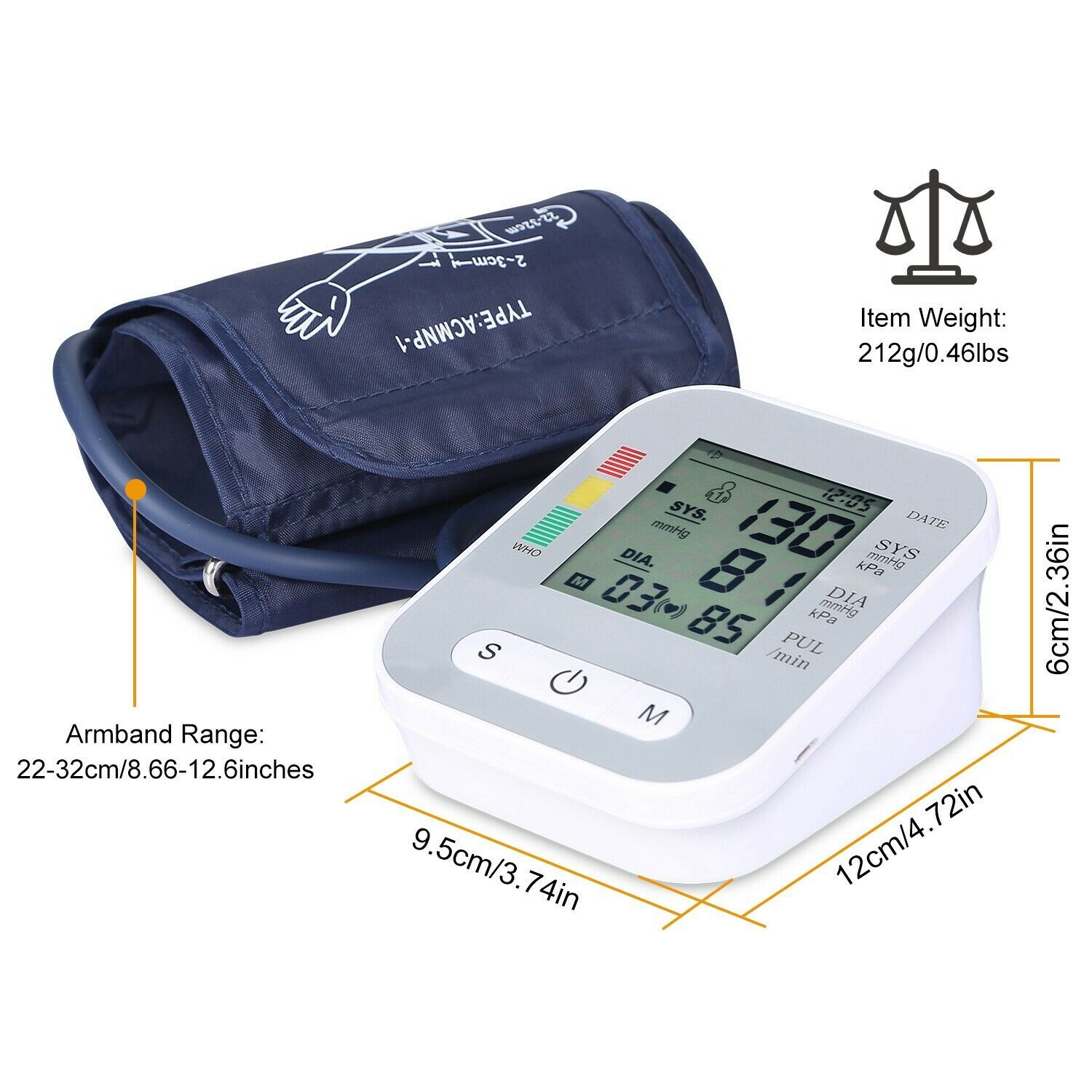 Upper Arm Blood Pressure Monitor Digital BP Cuff Machine Automatic ...