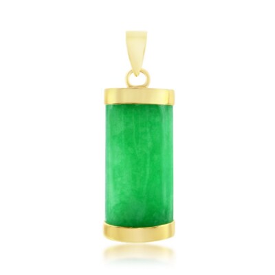 14K Yellow Gold Natural Jade Rectangle Pendant 1" | eBay