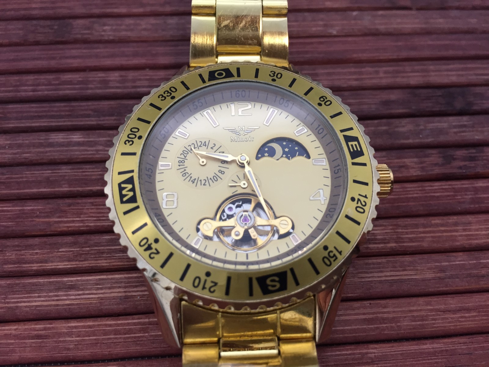 Minoir Germany automatic watch open heart day and night - new original ...