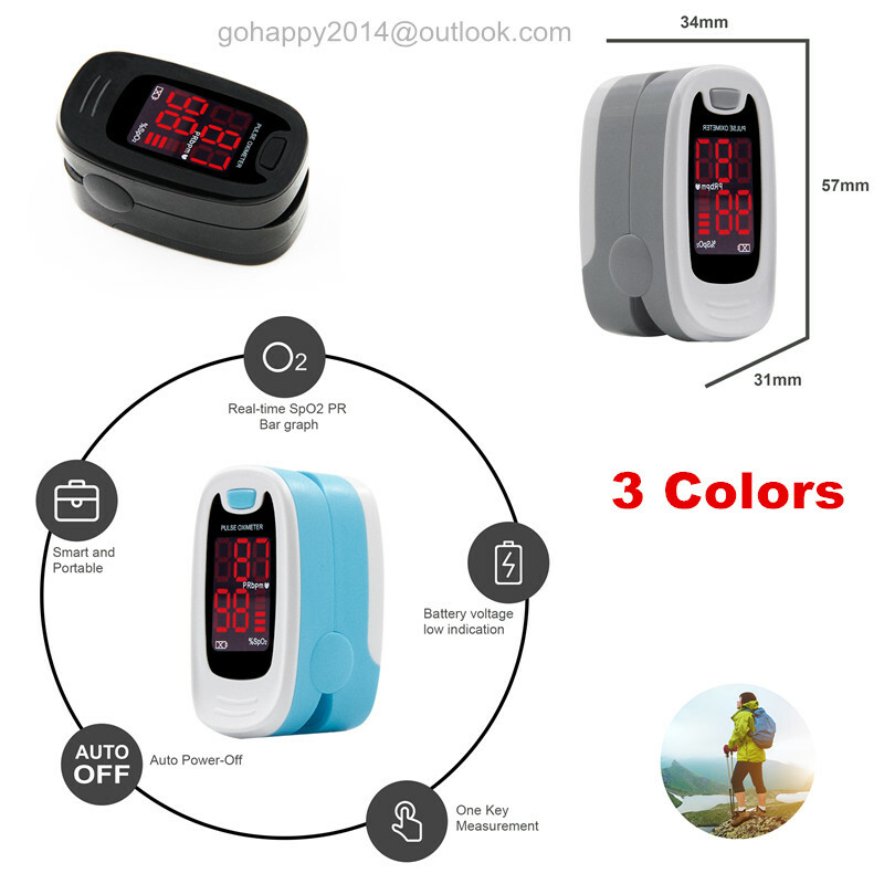3 colors Pulse oximeter Portable blood oxygen meter heart rate Spo2 pr ...