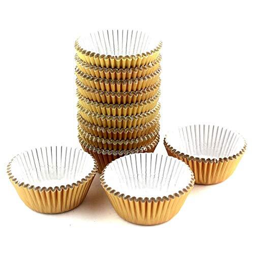 300 Pack Gold Metallic Cupcake Liners Muffin Paper Wrappers Baking Cups ...