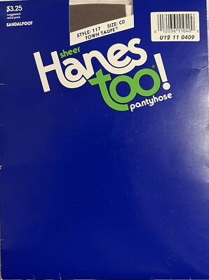 Hanes Too! Sheer Pantyhose Style 117 Size CD Town Taupe Sandalfoot Made ...