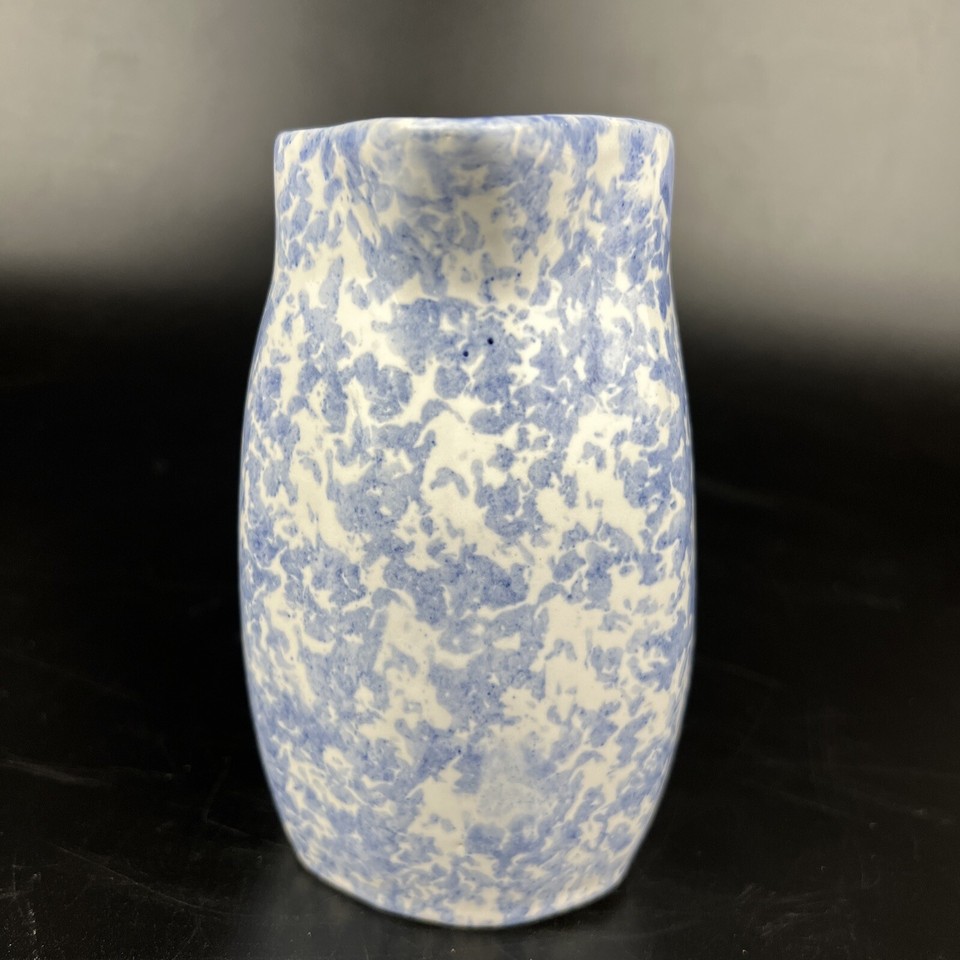 Vintage Bybee Pottery ~ Kentucky ~ Primitive Pitcher ~ Blue Spongeware ...