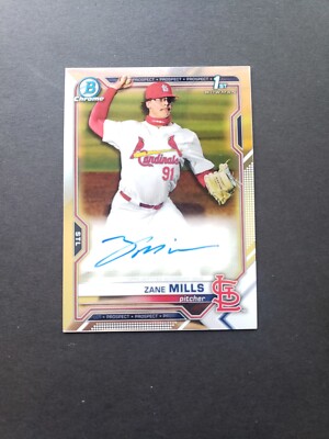 ZANE MILLS 2021 Bowman Draft Chrome Autograph #CDA-ZM Rookie 1st RC ...
