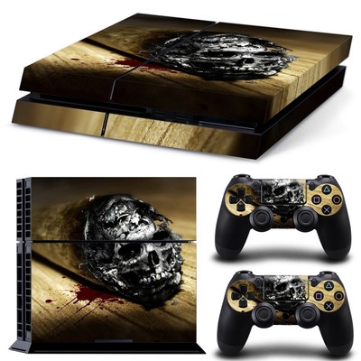 For PS4 1st Gen Console & 2 Controllers Skull Horror Vinyl Skin Decal ...