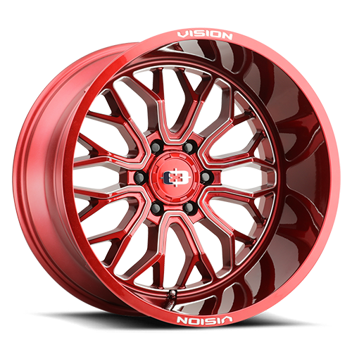 4 New 20x12 Vision 402 Riot Red Tint Milled Spoke 6x135 ET-51 Wheels ...