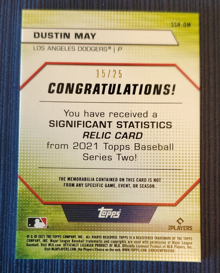 2021 Topps Baseball Dustin May Significant Statistics Patch 15/25 | eBay