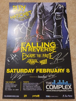 Falling in Reverse Band Signed Autograph 11x17 2014 Poster #B Ronnie ...