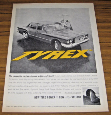 1959 Print Ad The 1960 Plymouth Valiant Tyrex Cord Tires | eBay
