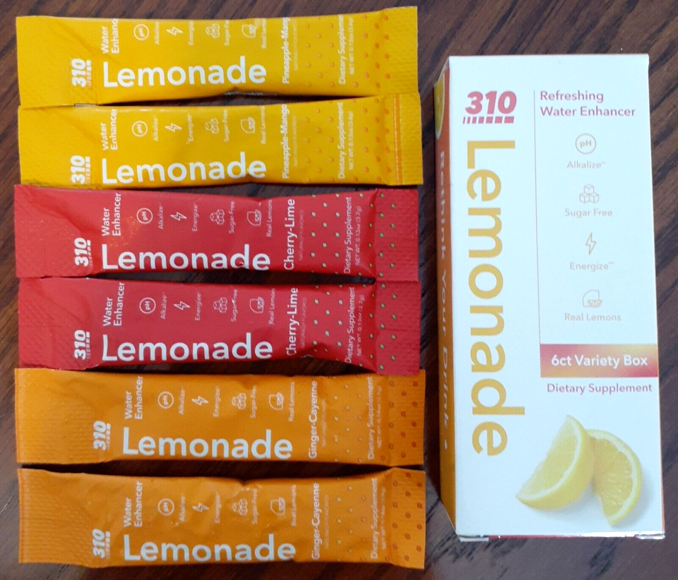310 NUTRITION LEMONADE 6 CT VARIETY BOX (3 FLAVORS) + NEW FULL SIZE ...