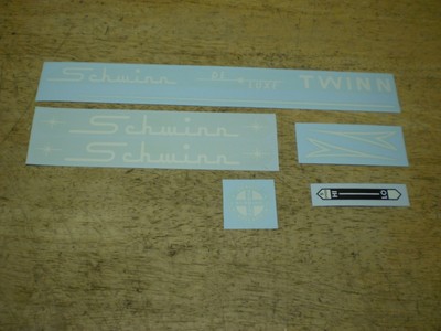 Vintage Schwinn Deluxe Twinn Tandem Bicycle WHITE Decal Set Decals | eBay
