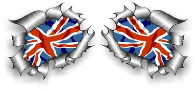 Small Pair STD RIP Ripped Torn Metal Union Jack British GB UK Flag car ...