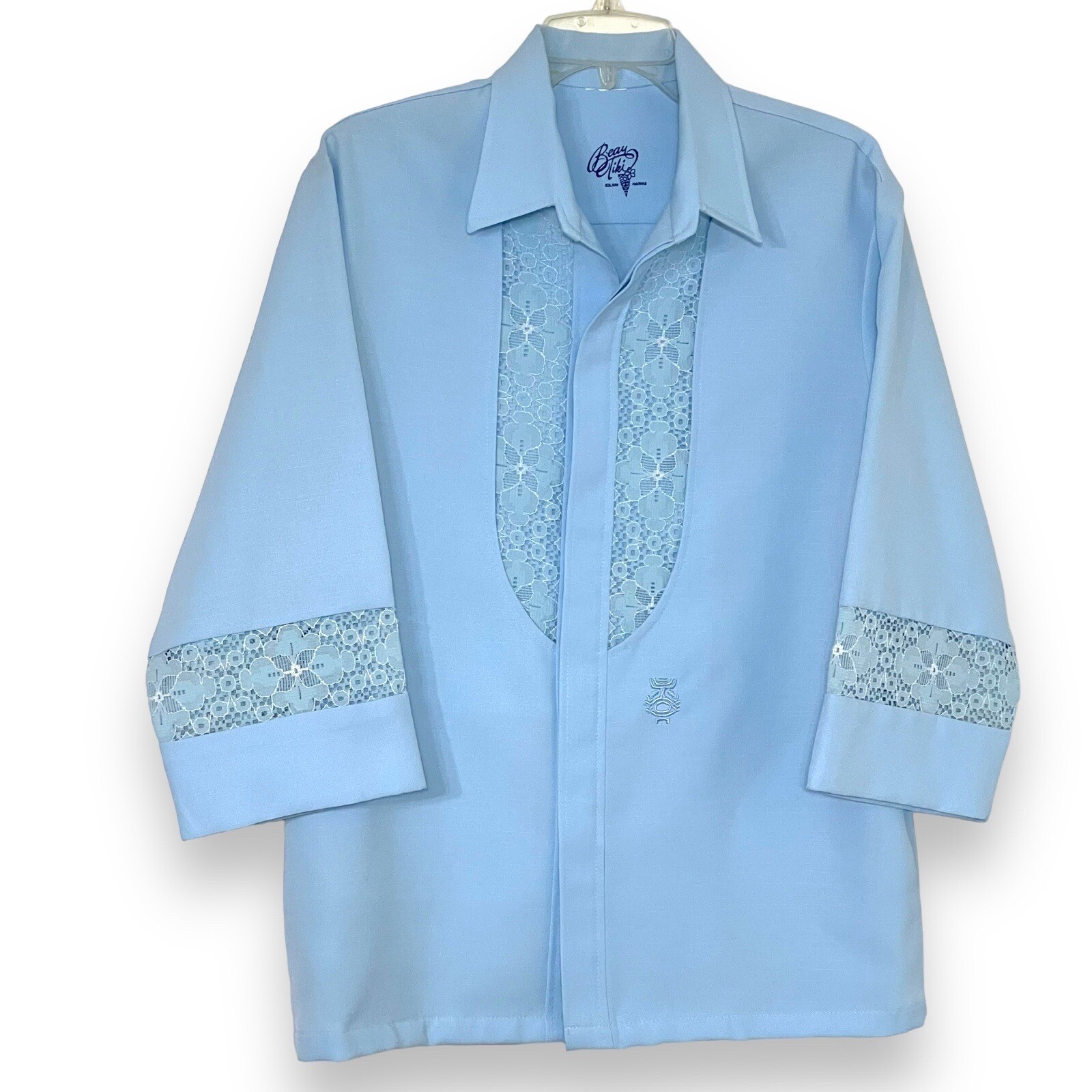 Beau Tiki Iolani Shirt Men's Light Blue Aloha Hawaii … - Gem