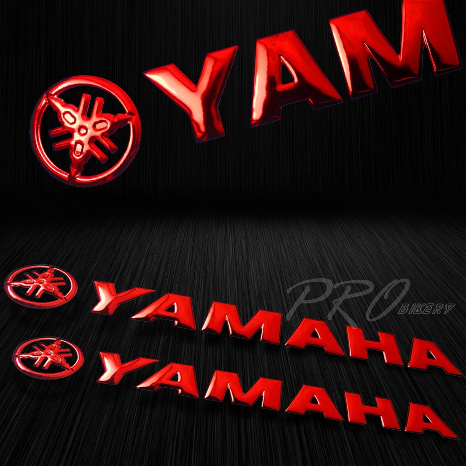 Chrome Red Tribal Fire Gas/Fuel Tank Pad+3D 8" Logo+YZF-R1 2-Tone ...