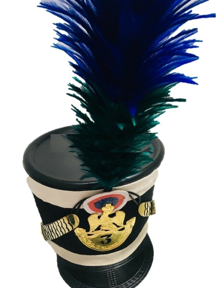 DGH® Napoleon Napoleonic White Shako Hat+Blue & Green Plume 1806 Model ...