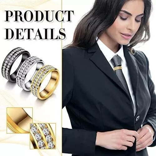 3 Pcs Men's Tie Ring Tie Clasp Necktie Ring for Neck Delicate Diamond ...