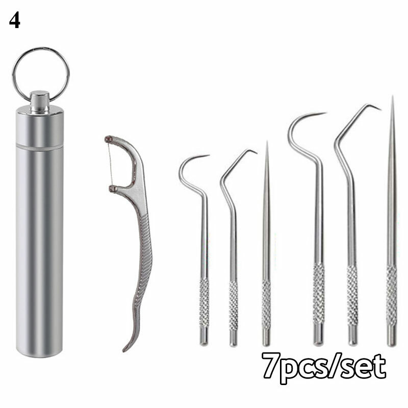 7/5/4/3X Portable Stainless Steel Toothpick Kit Pocket Toothpick Floss ...
