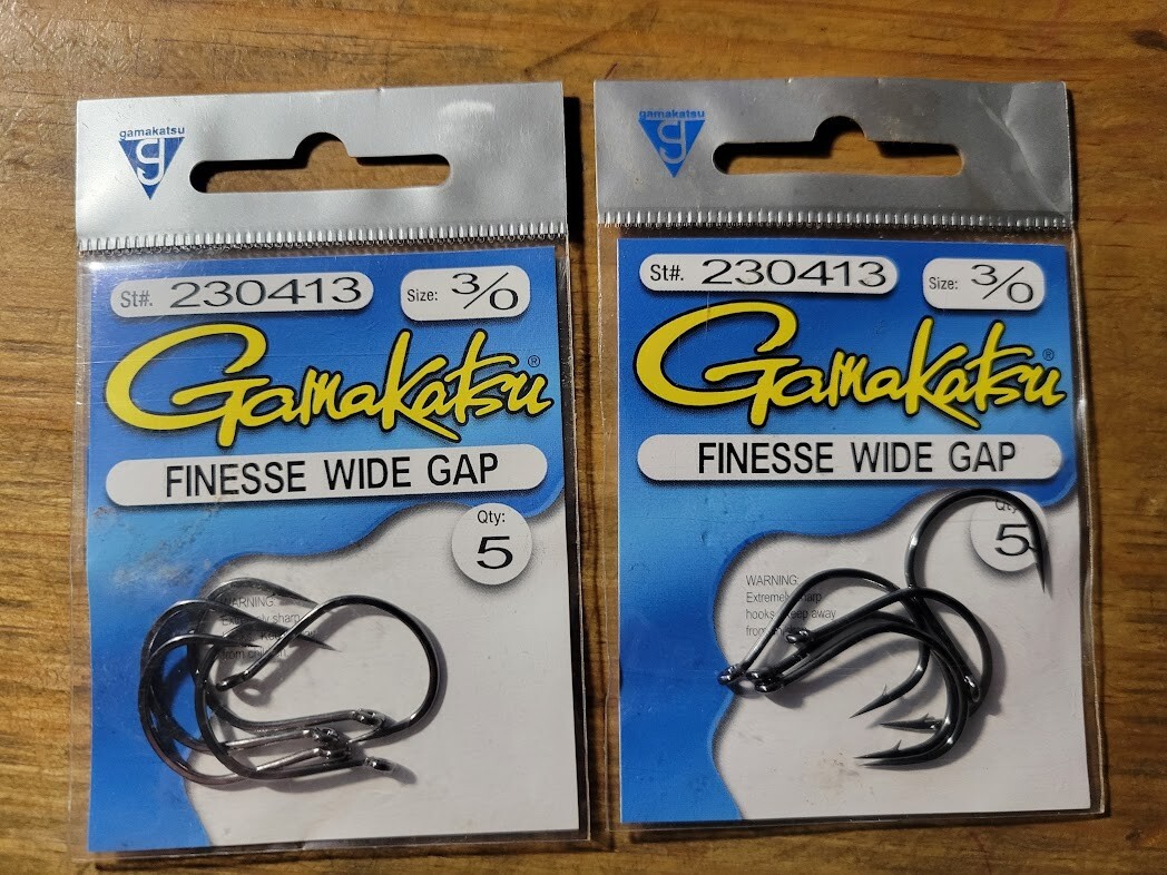 Gamakatsu Fishing Hooks Finesse Wide Gap Hook Size 3/0 #230413 TWO NEW ...