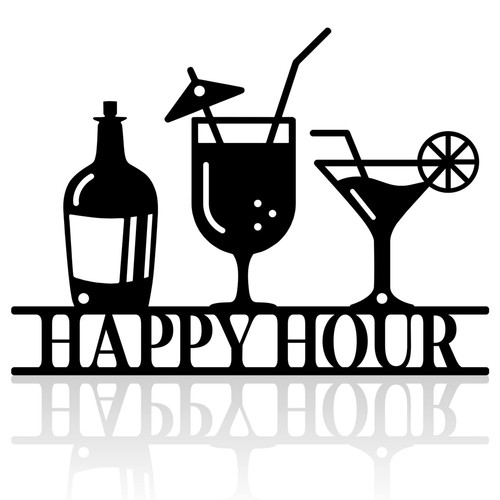 Happy Hour Metal Bar Sign Wall Art Decor Metal Bar Sign Decorations ...