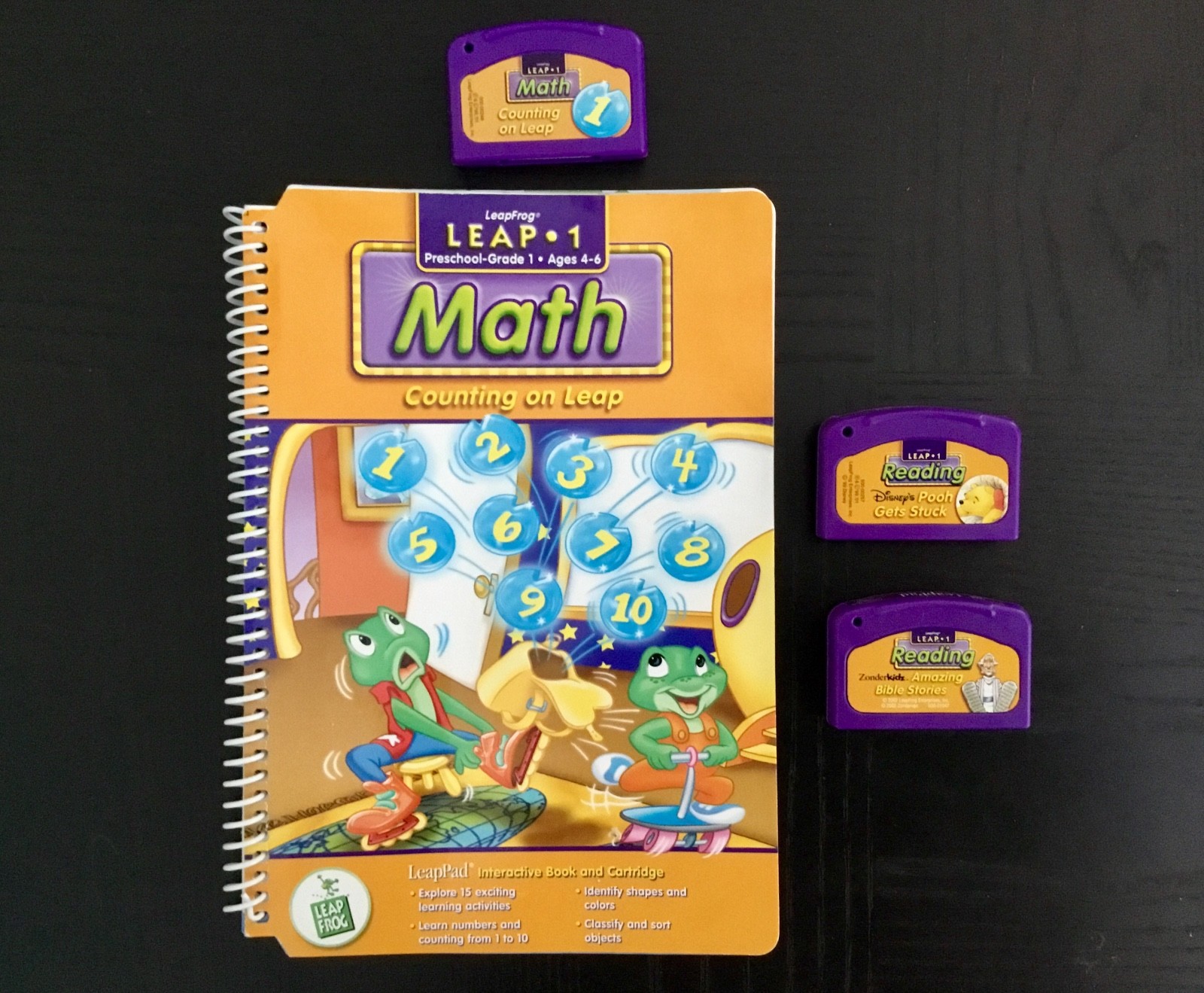 Leapfrog Leappad Lot of 3 Math Counting On Leap, Pooh Gets Stuck, Bible ...