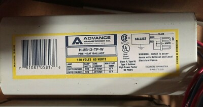 Advance H2B13TPWM For 2 Lamp -PL13 Watt CFL-120 Volt- Preheat Start H ...