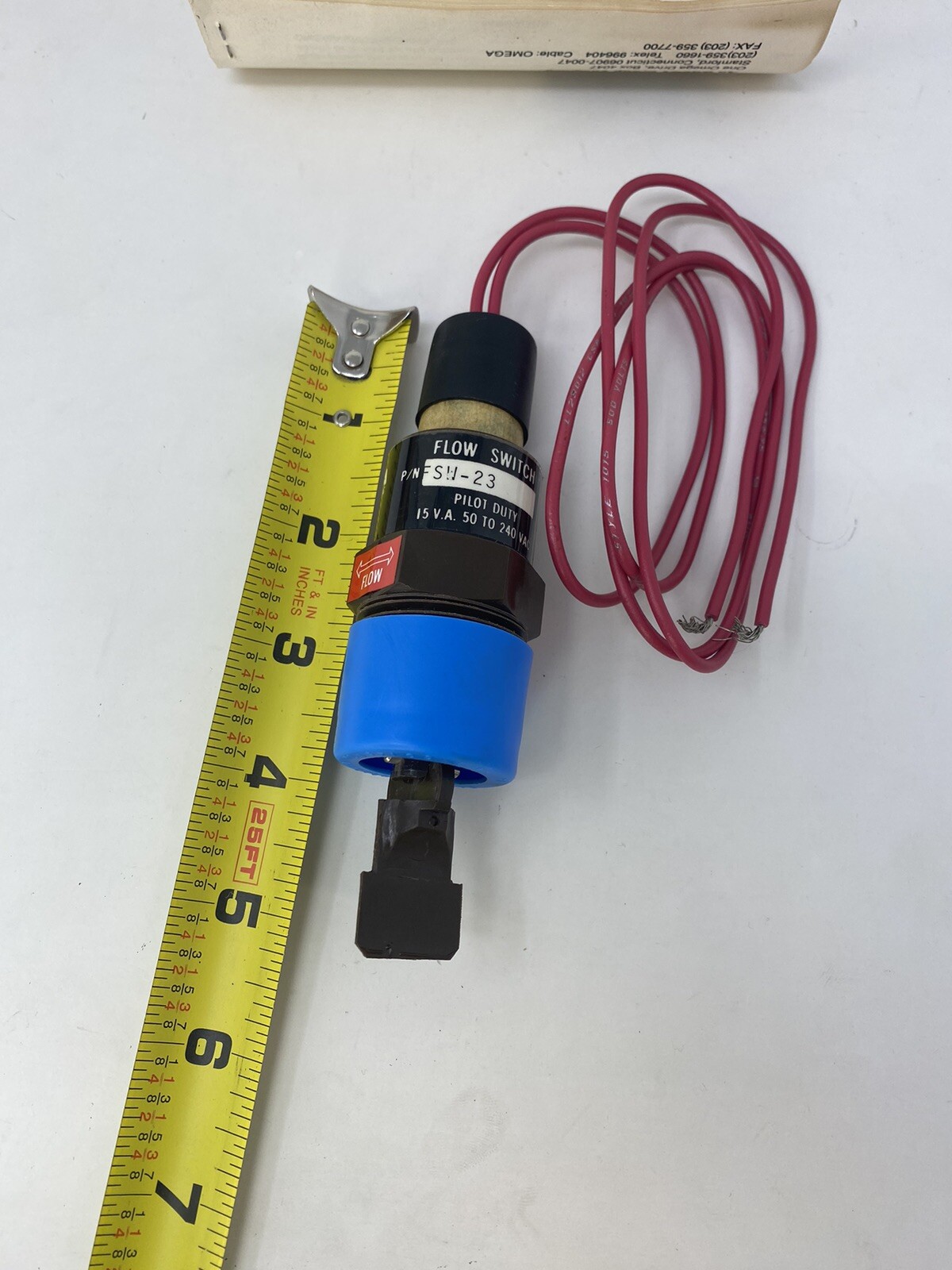 Omega Flow Switch FSW-23 Paddle Type Switch 15 VA 50 to 240 VAC | eBay