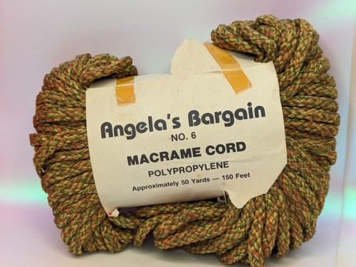 Vintage Angela's Bargain Macrame Cord 150ft/50yds Poly 6mm Gauge Green ...