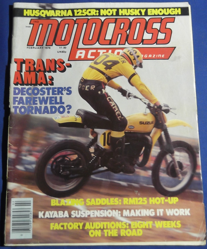 MOTOCROSS ACTION MAGAZINE FEB 1978 R DECOSTER DG HUSKY TRANS AMA ...