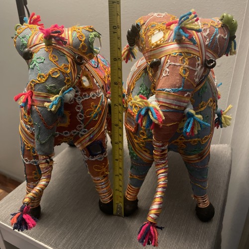 Vintage Handmade Indian Elephant Decor – Embroidered Textile Figurines ...