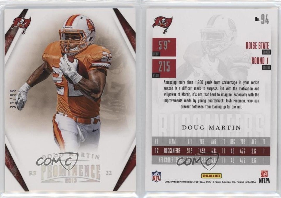 2013 Panini Prominence Platinum 32/99 Doug Martin #94 0nr3 | eBay